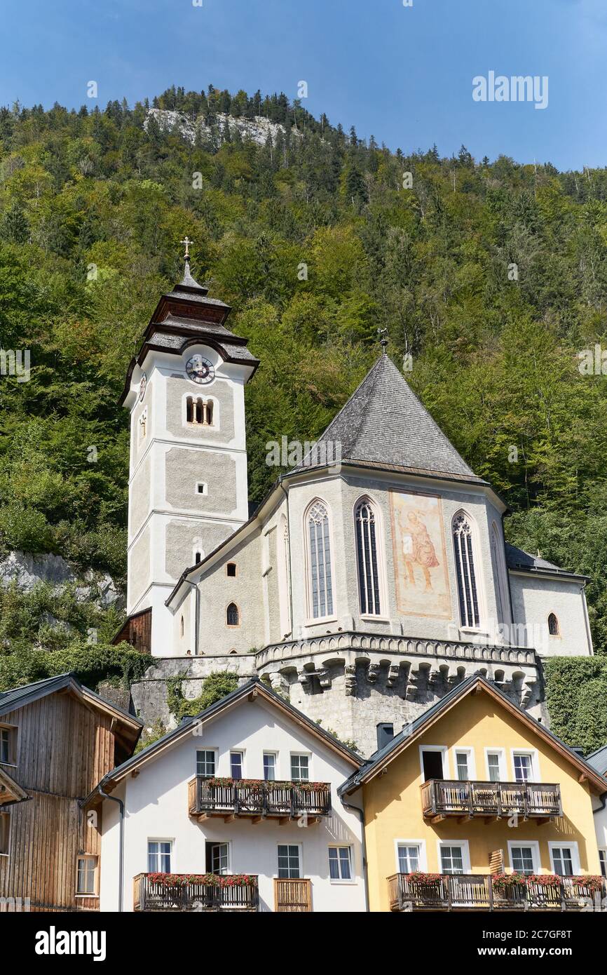 Church, Hallstatt, Austria Stock Photo - Alamy