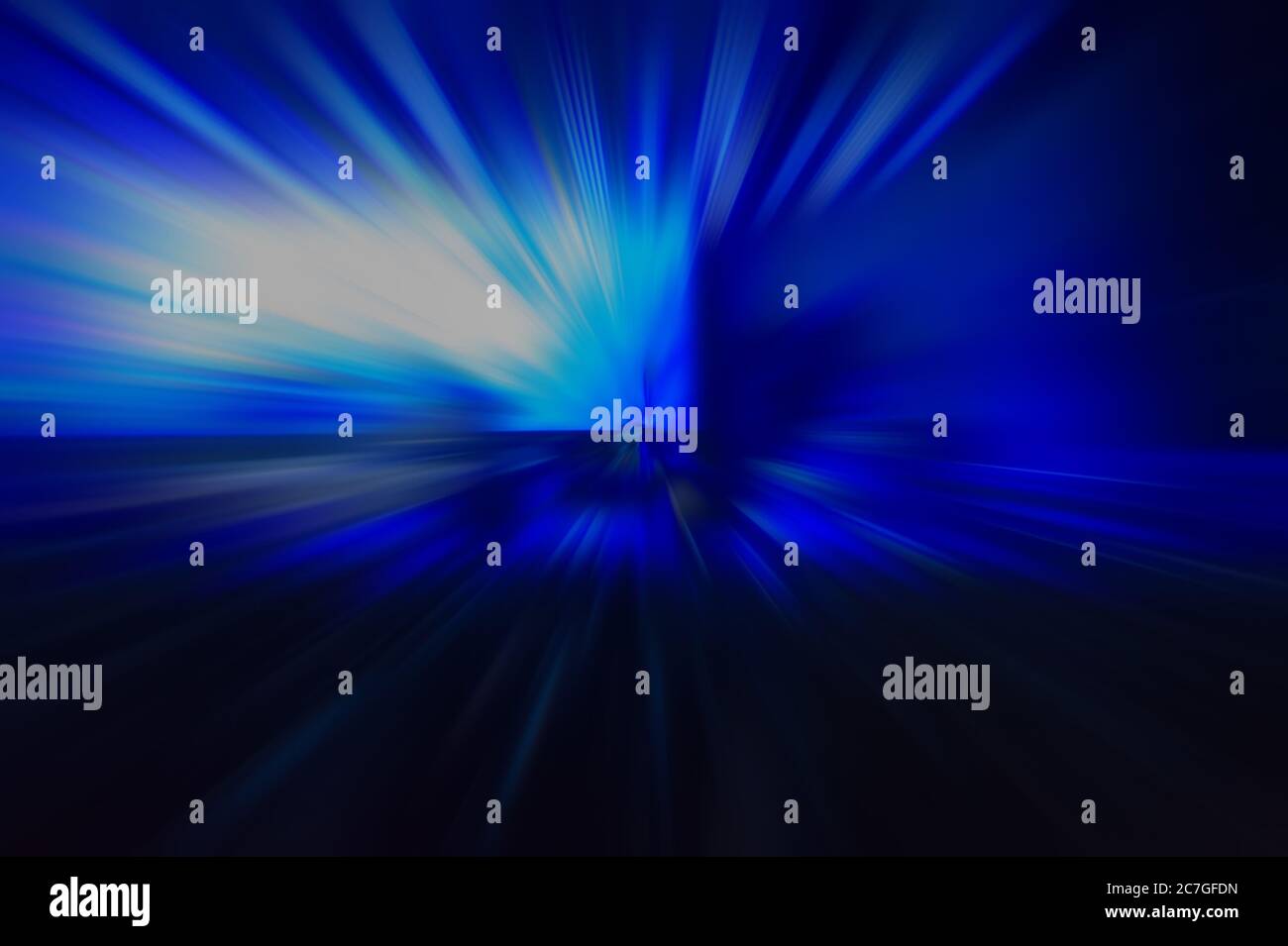 Abstract blurred radial vibrant navy blue color background. Light rays ...