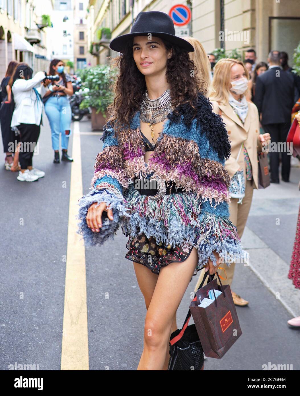 Milan, Italy: 15 July 2020: Top model Chiara Scelsi walking in the ...