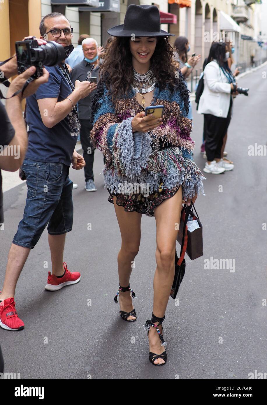 Milan, Italy: 15 July 2020: Top model Chiara Scelsi walking in the ...