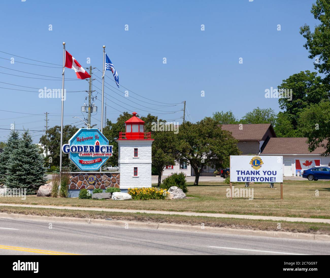 Welcome To Goderich Sign Ontario Canada Features The Historic Lake ...