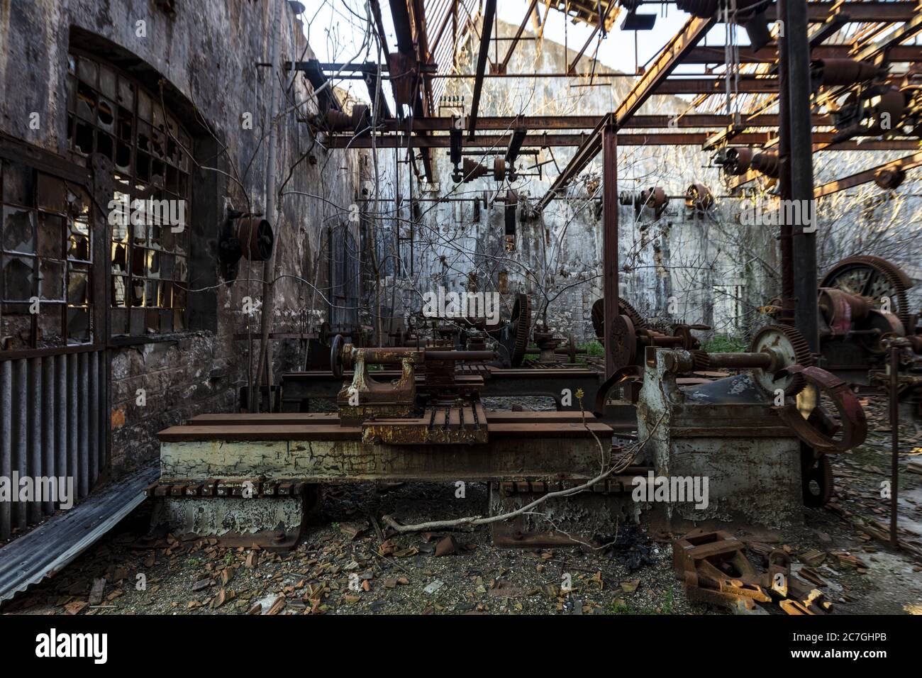Ruins of old trains in an old train yard captured in Lebanon Stock ...