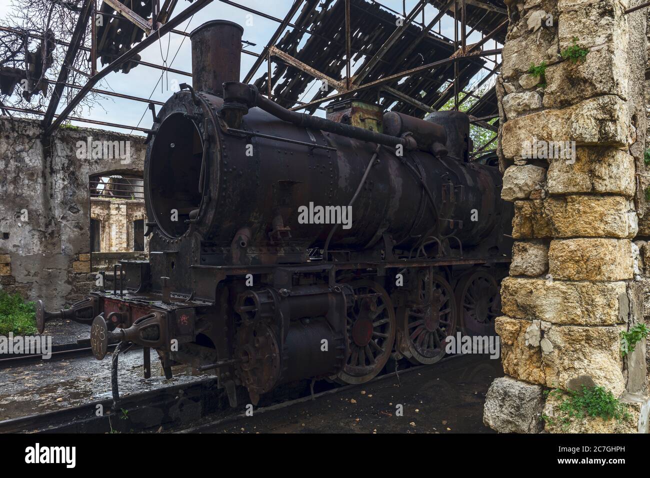Old locomotive in an old train yard captured in Lebanon Stock Photo - Alamy