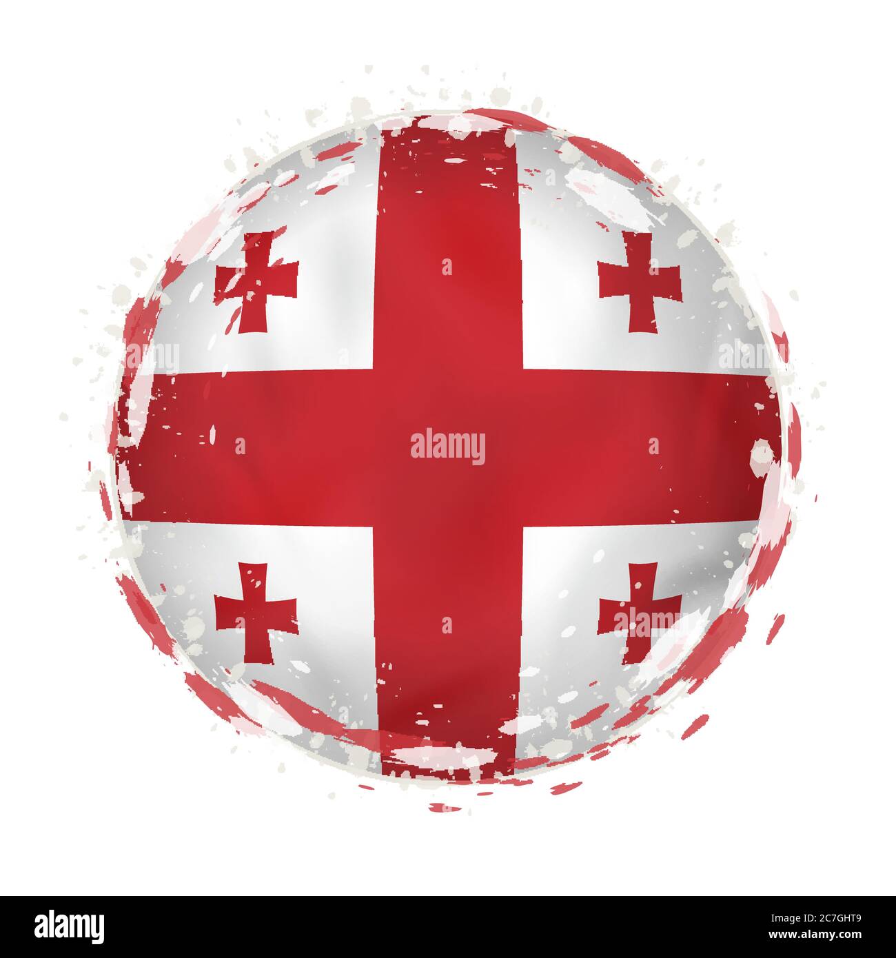 Round grunge flag of Georgia with splashes in flag color. Vector ...
