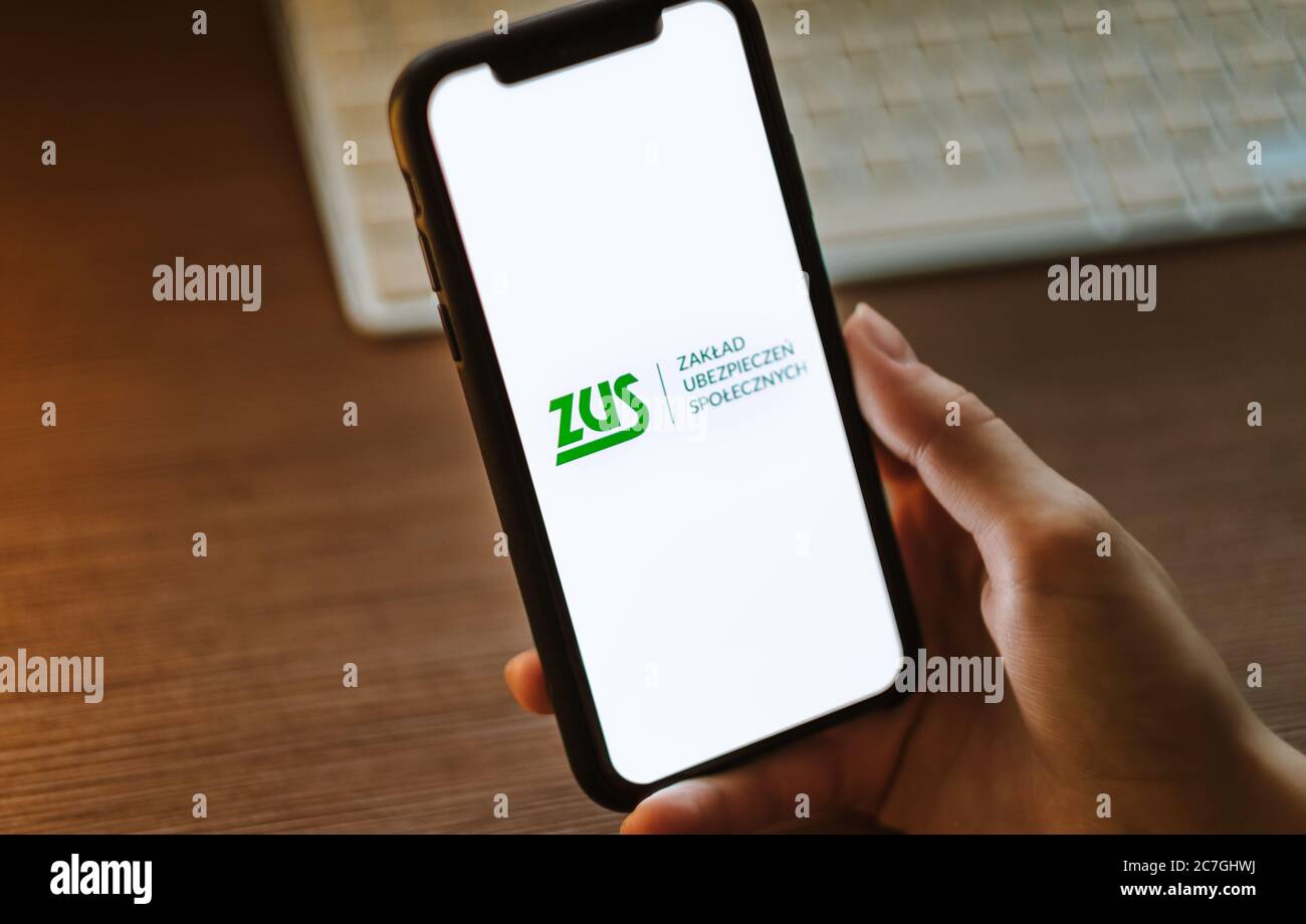 ZUS logo on the smartphone screen in hand Stock Photo - Alamy