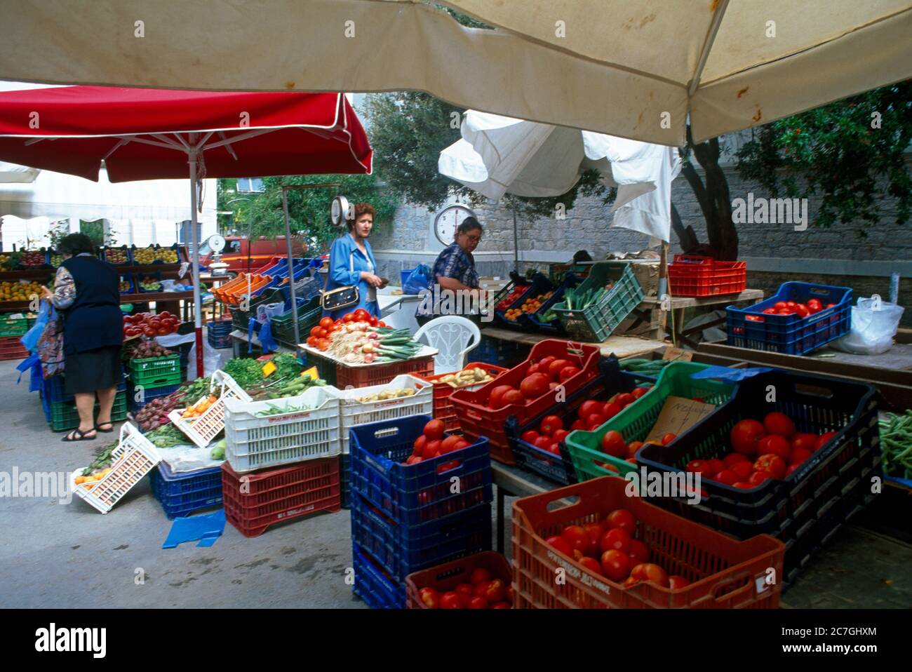 Samos Greece Vathy Market Stall Selling Fruit and vegetables Stock ...