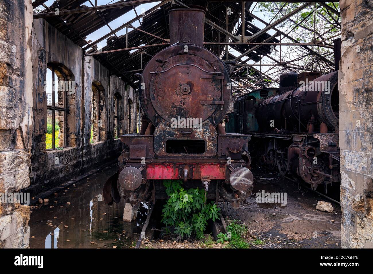 Old locomotives in an old beautiful train yard captured in Lebanon ...