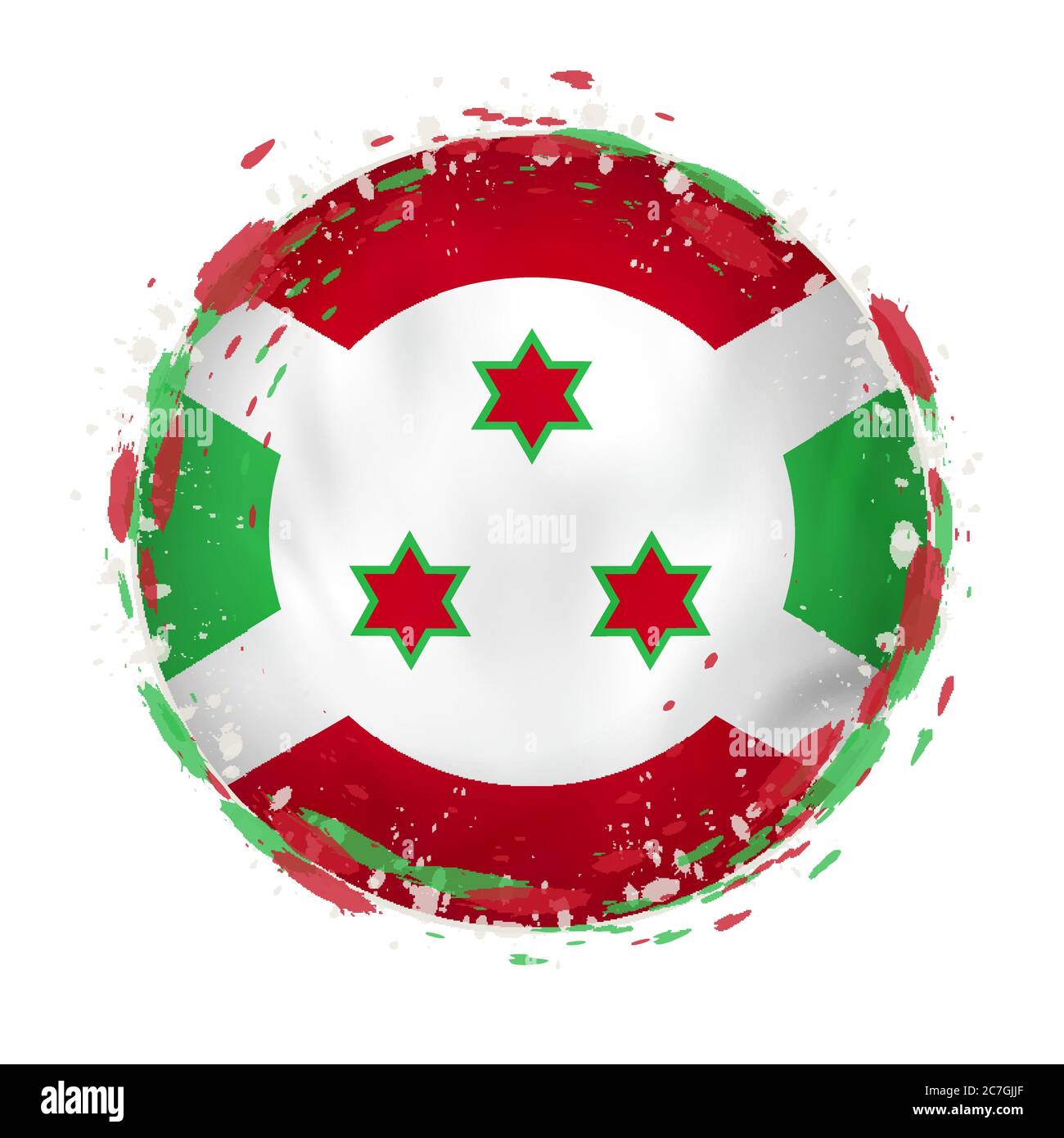 Round grunge flag of Burundi with splashes in flag color. Vector ...