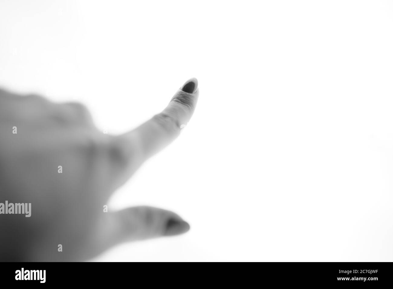 Female finger touch or show on white background Stock Photo - Alamy