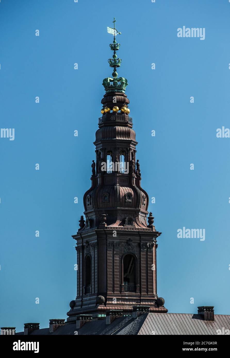 Vertical shot of the Christiansborg Palace tower in Denmark Stock Photo ...