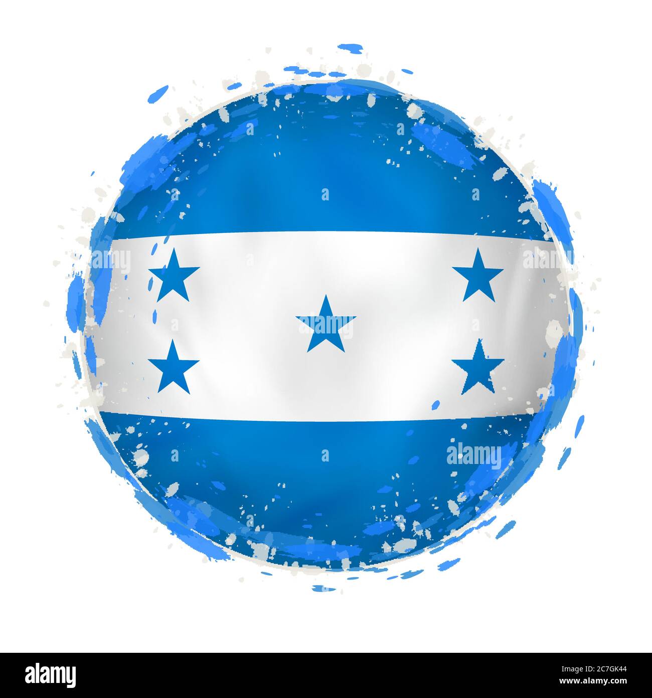 Round grunge flag of Honduras with splashes in flag color. Vector ...
