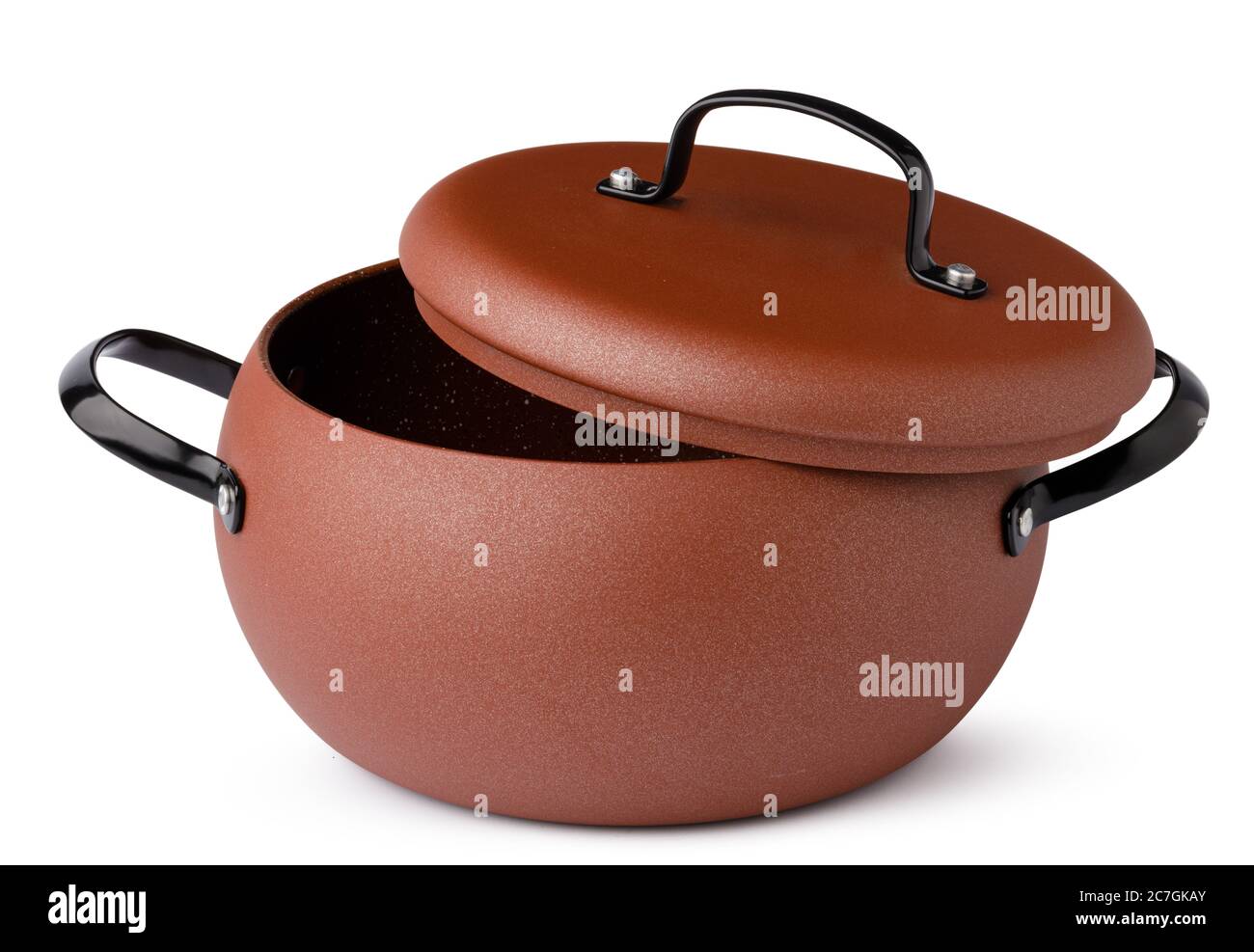 Non-stick casserole with lid isolated on white Stock Photo - Alamy