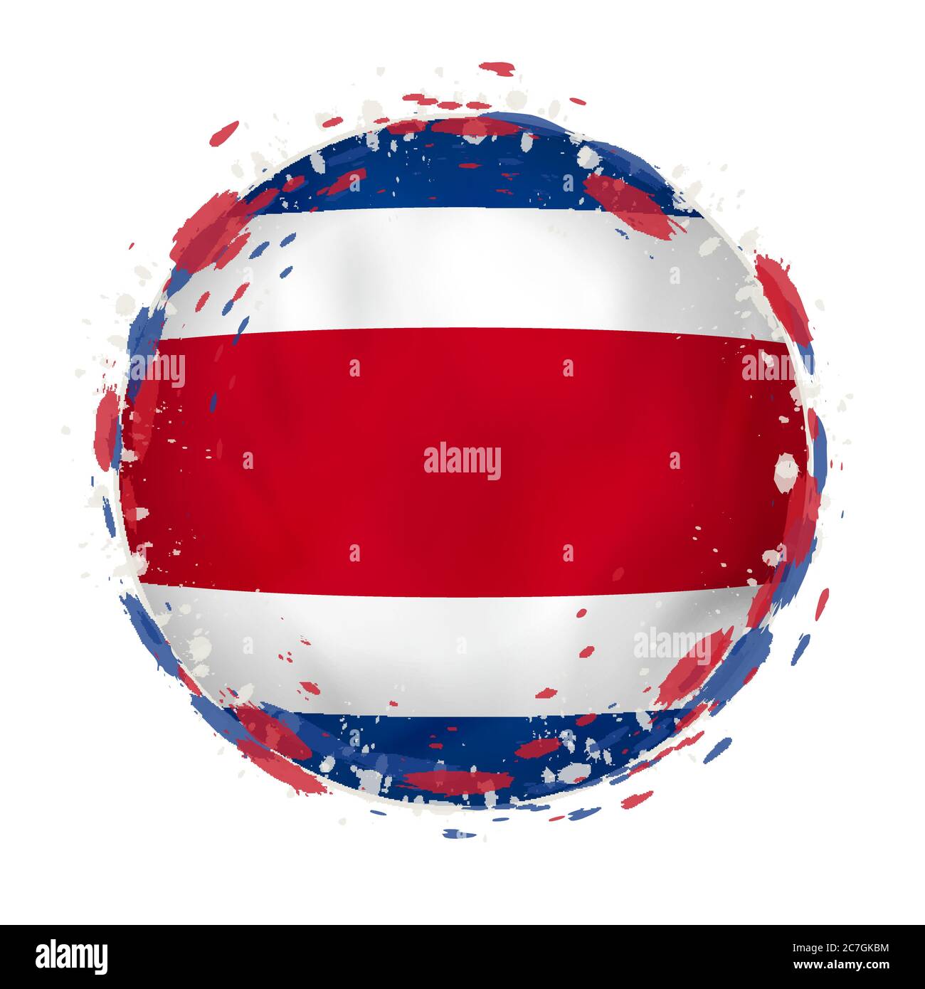 Round grunge flag of Costa Rica with splashes in flag color. Vector ...