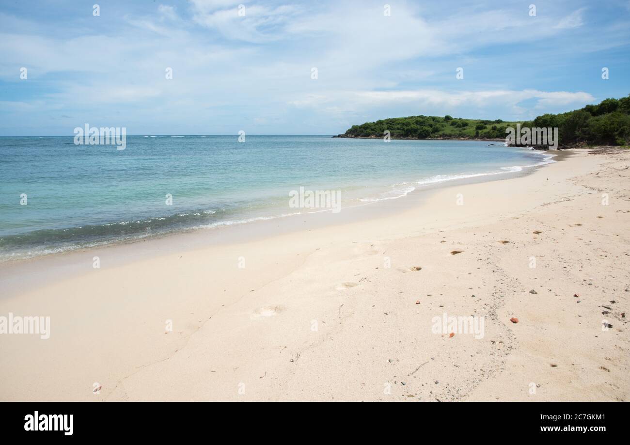 Stunning Cramer's Park beach with the blue Caribbean Sea waters on a ...