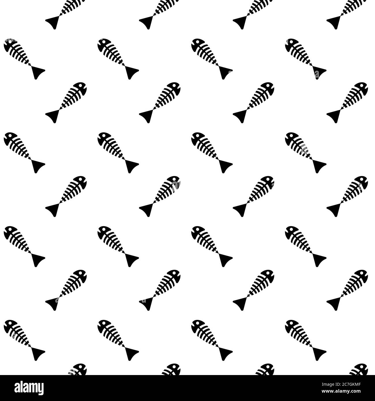 Fish bones seamless pattern on white background. Flat vector ...