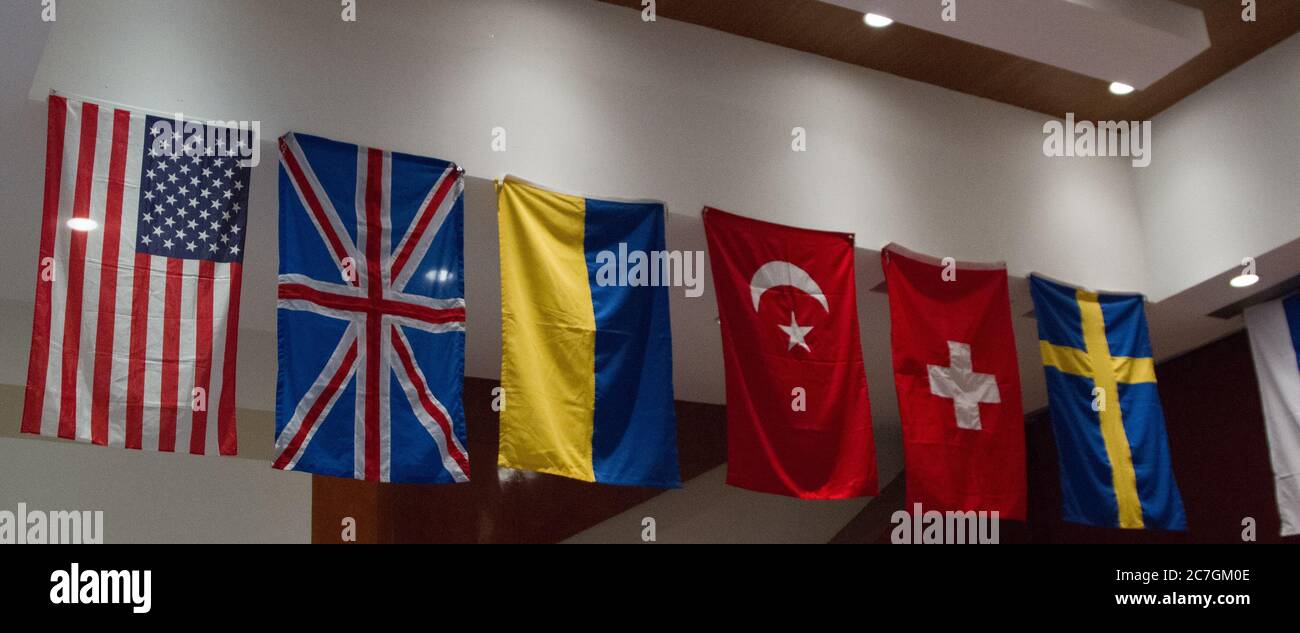 Flags hanging ceiling hi-res stock photography and images - Alamy
