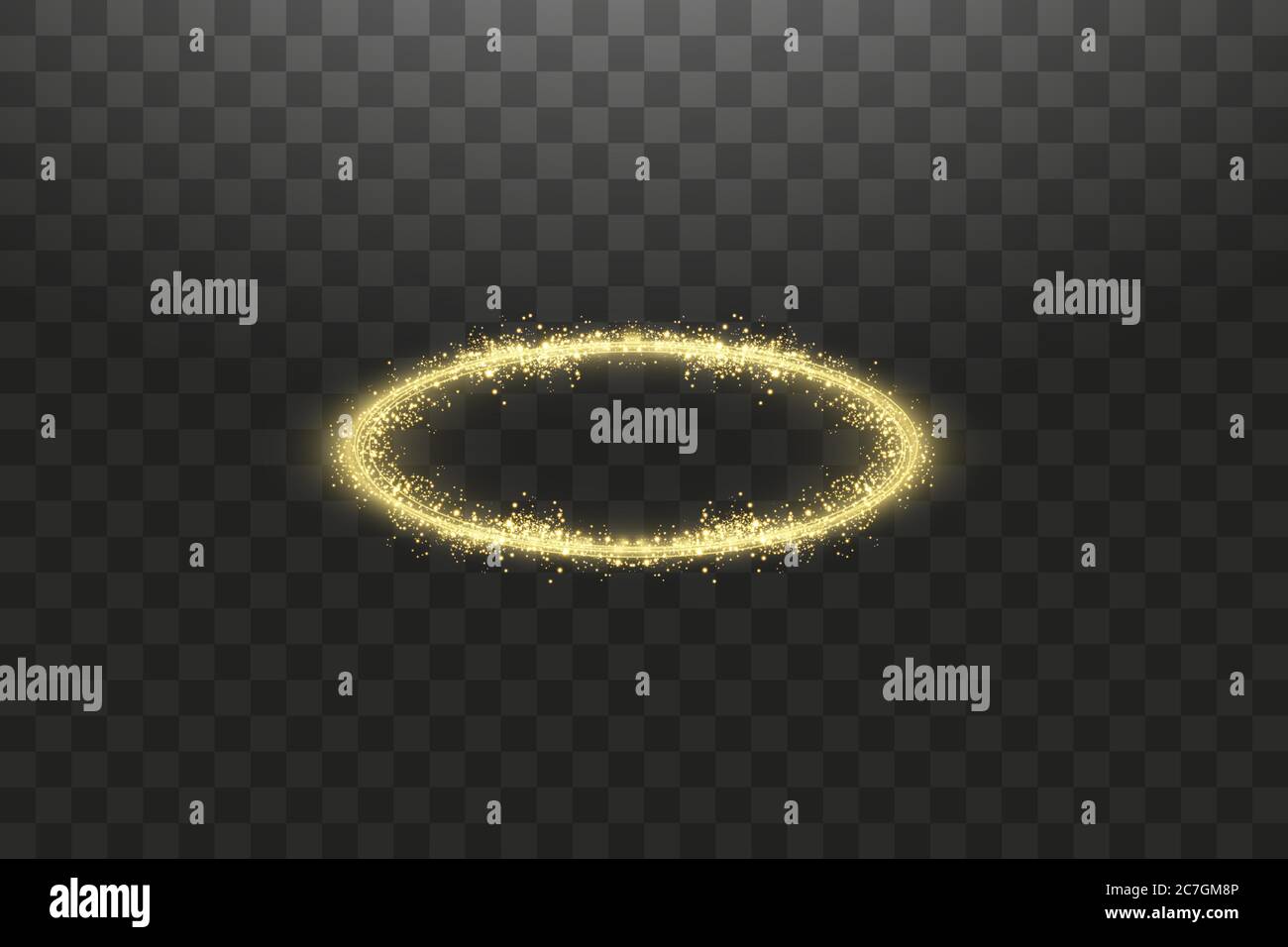 Golden halo angel ring. Isolated on black transparent background ...