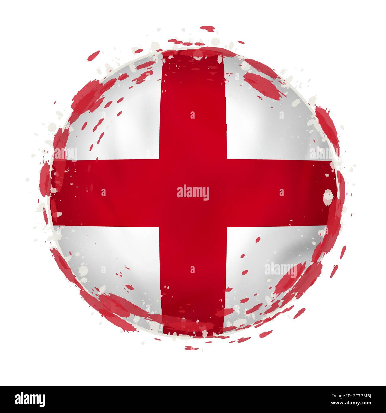 Round grunge flag of England with splashes in flag color. Vector ...