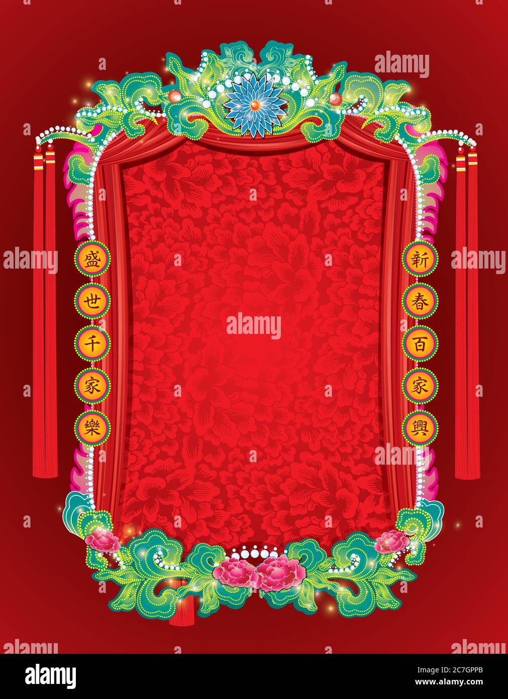 Traditional greeting board design inspired by oriental opera head gear ...