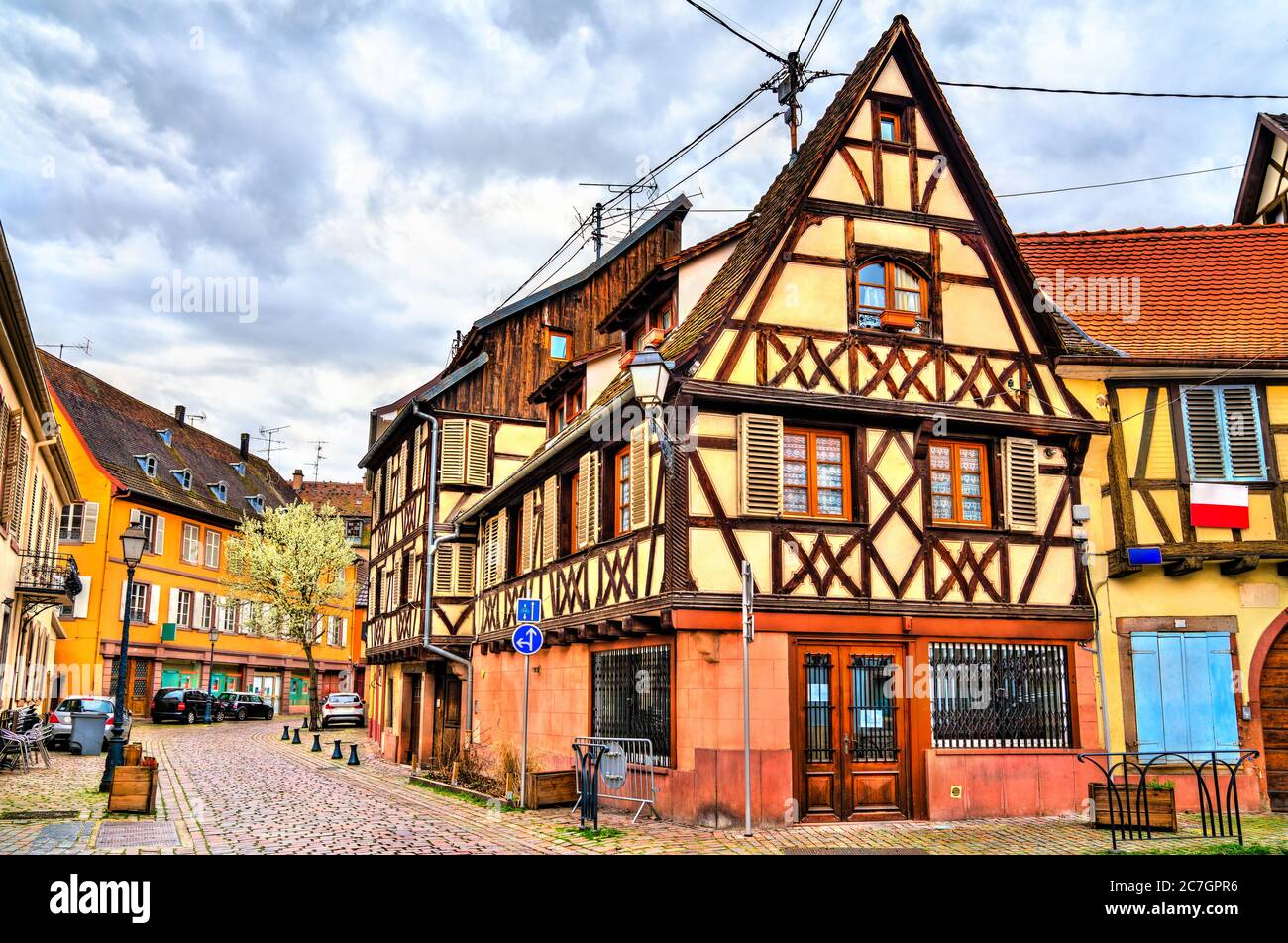 Traditional half-timbered houses in Barr - Alsace, France Stock Photo ...