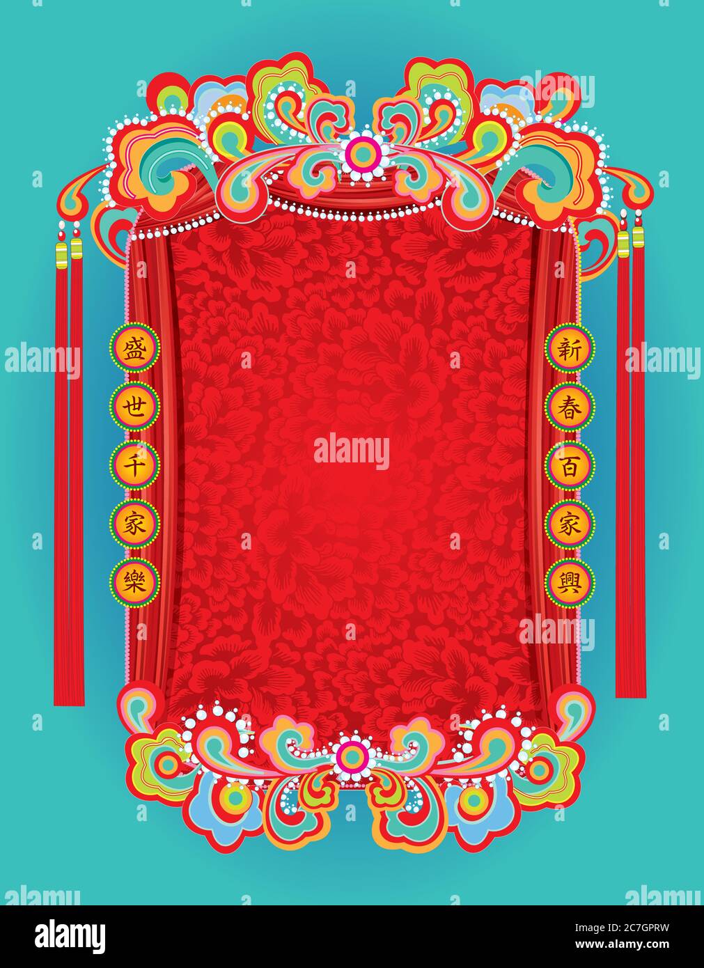 Traditional greeting board design inspired by oriental opera head gear ...
