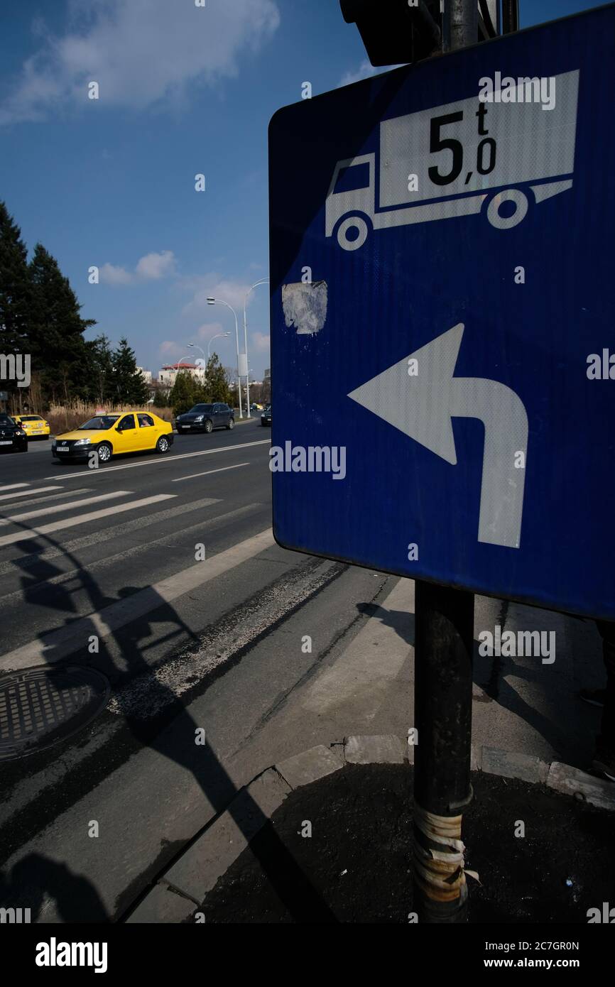 roadsigns in europe. bucharest, romania Stock Photo - Alamy