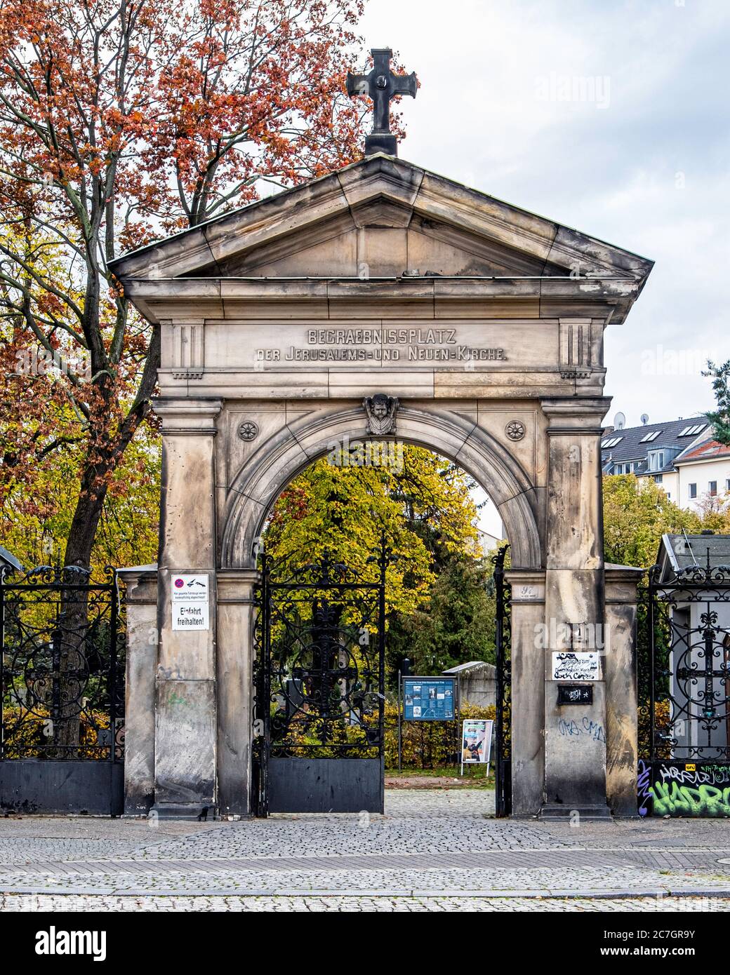 Stone arch with gable & cross - Entrance to the Jerusalem and New ...