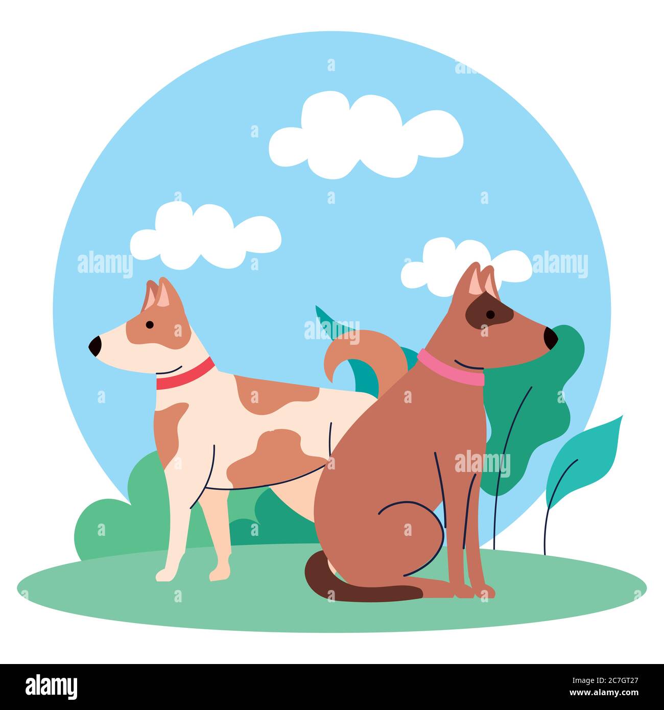 cute dogs pets on outdoor icons Stock Vector Image & Art - Alamy