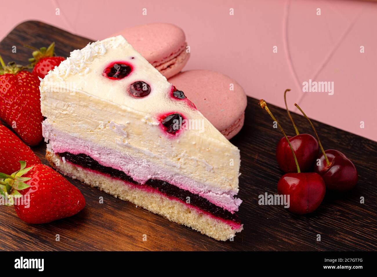 Soft berry souffle cake decorated with berries Stock Photo - Alamy