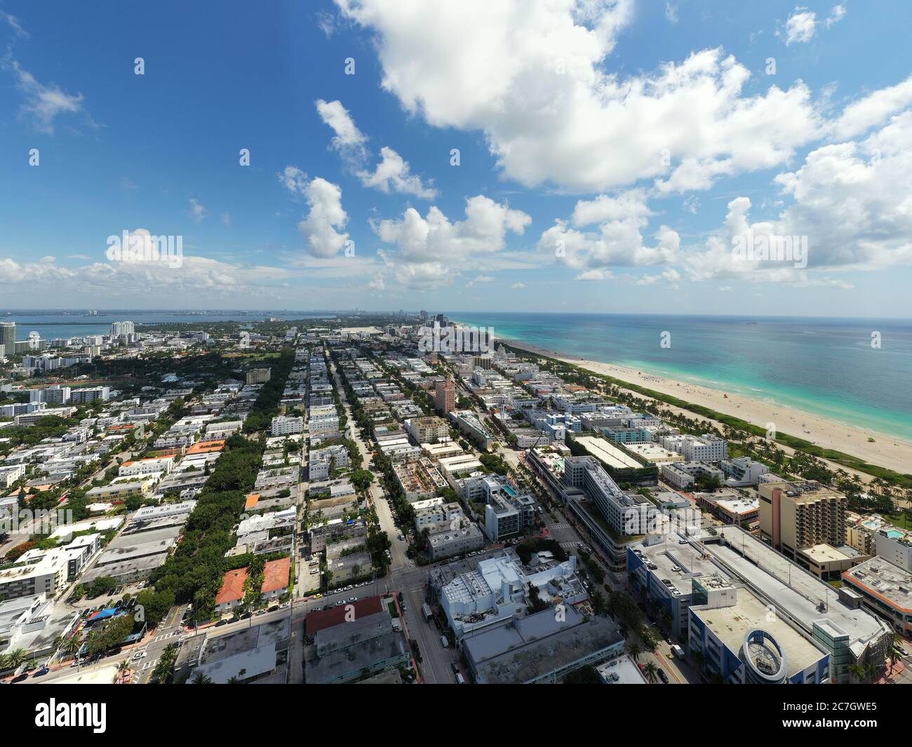 Amazing aerial photo Miami Beach landscape with blue sky and ocean ...