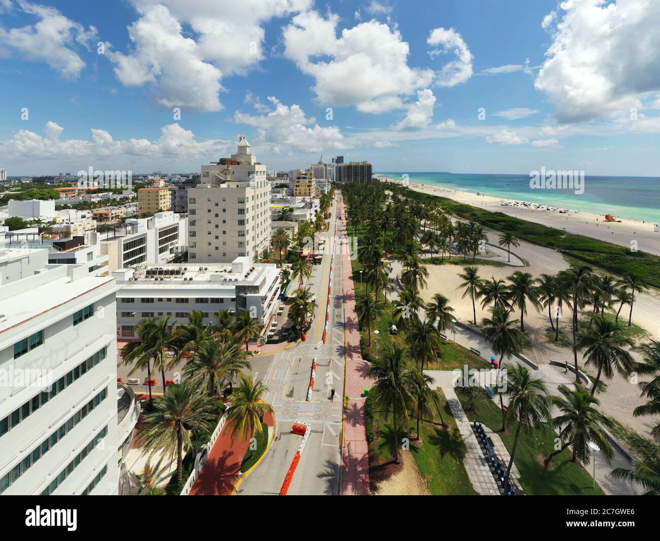 Miami Beach Ocean drive no tourists on the beach Coronavirus Covid 19 ...