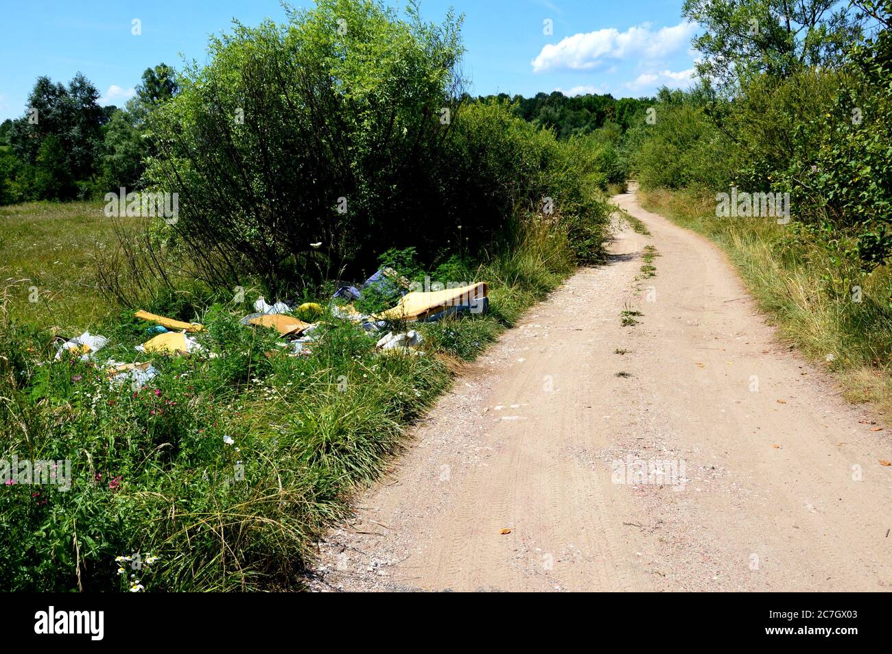 ecology throwing garbage by the roadside in nature Stock Photo - Alamy