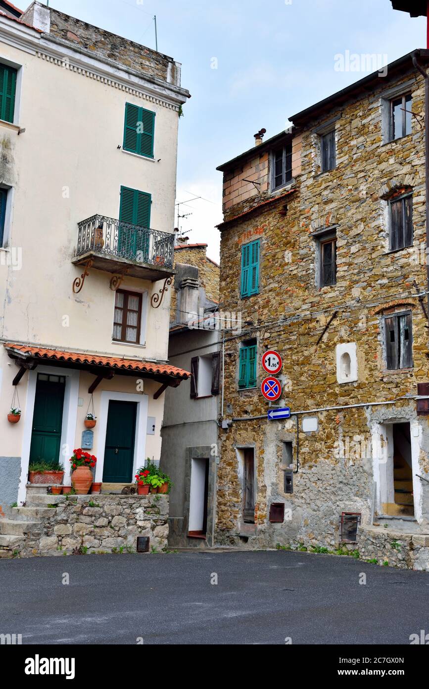 historic houses in the village of Perinaldo Italy Stock Photo - Alamy