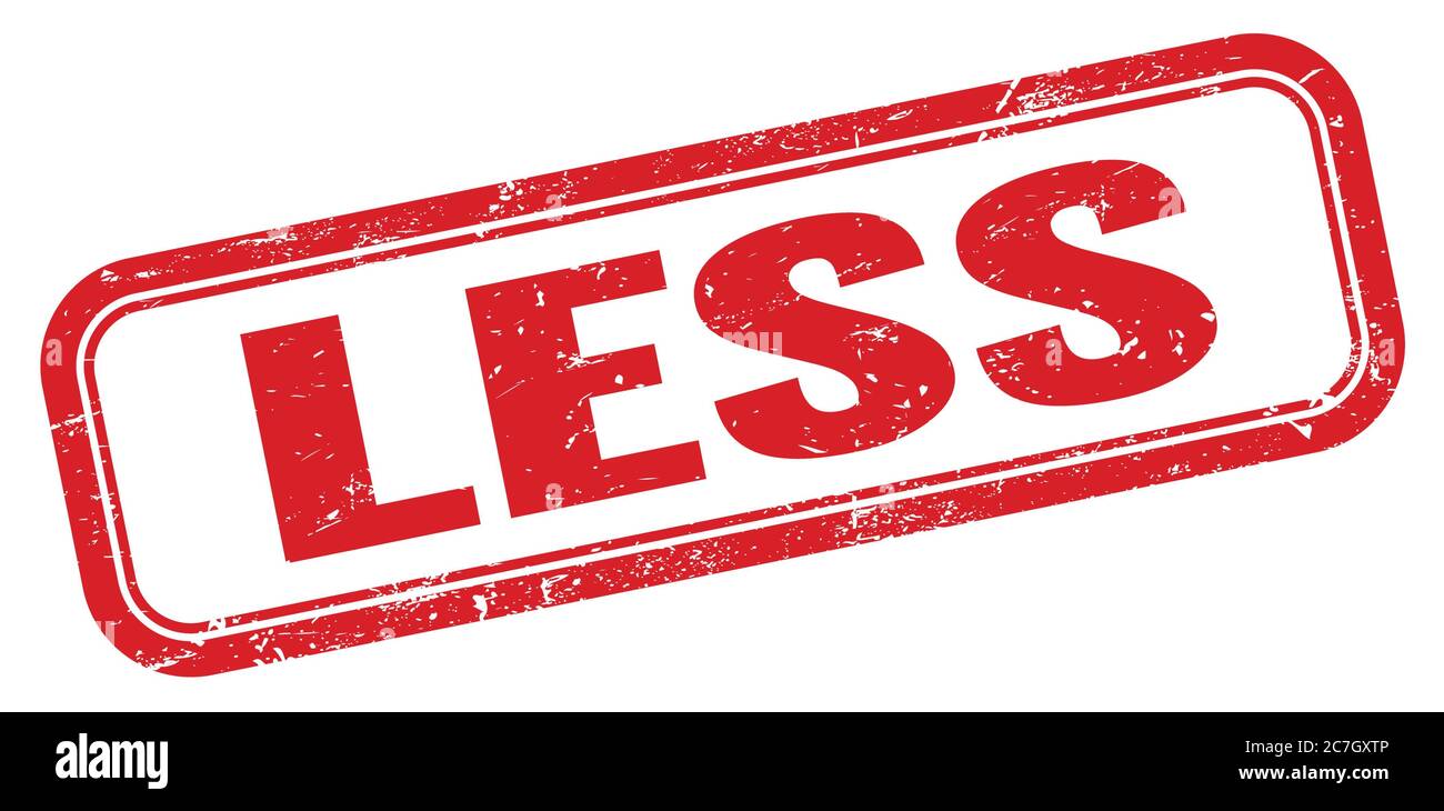 LESS red grungy rectangle stamp sign Stock Photo - Alamy