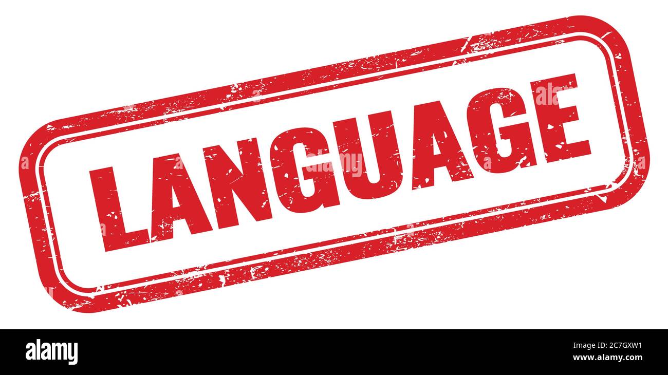 LANGUAGE red grungy rectangle stamp sign Stock Photo - Alamy