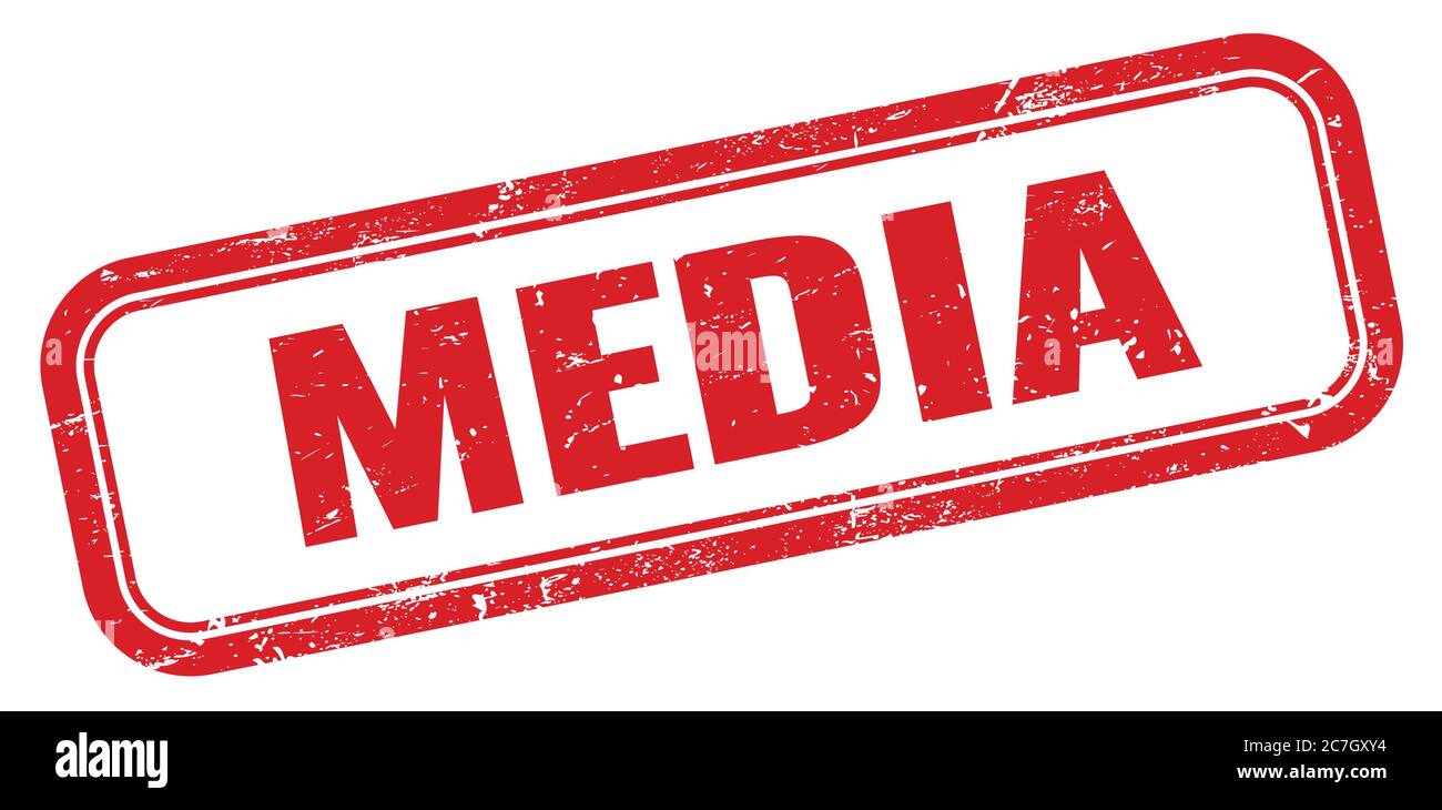 MEDIA red grungy rectangle stamp sign Stock Photo - Alamy