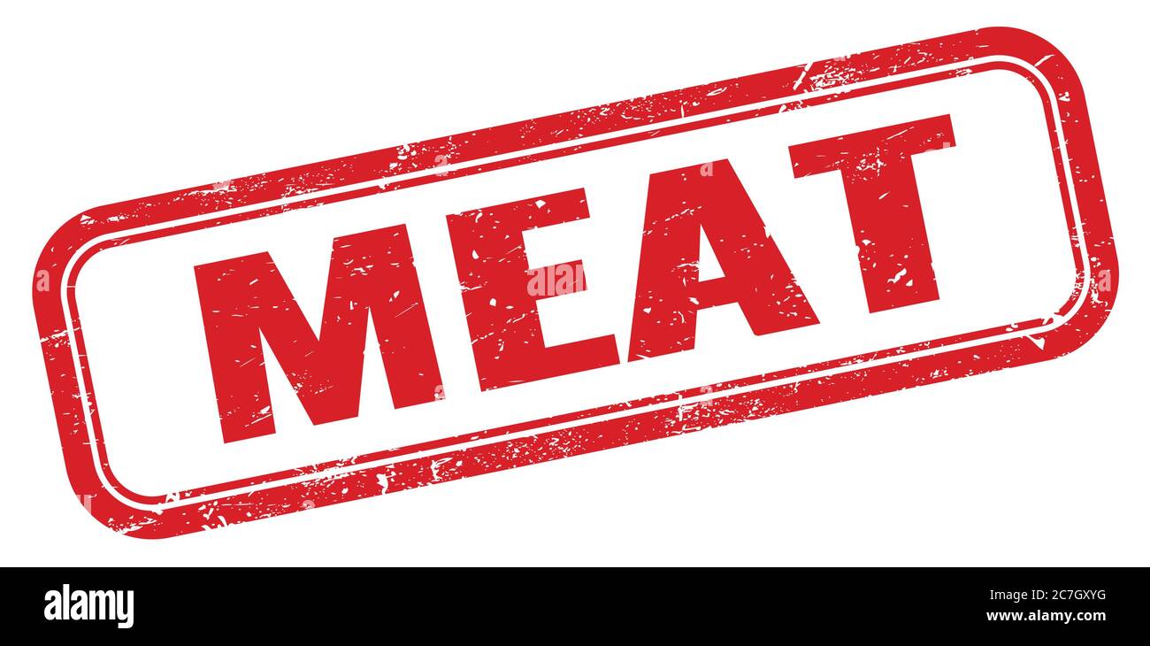 MEAT red grungy rectangle stamp sign Stock Photo - Alamy