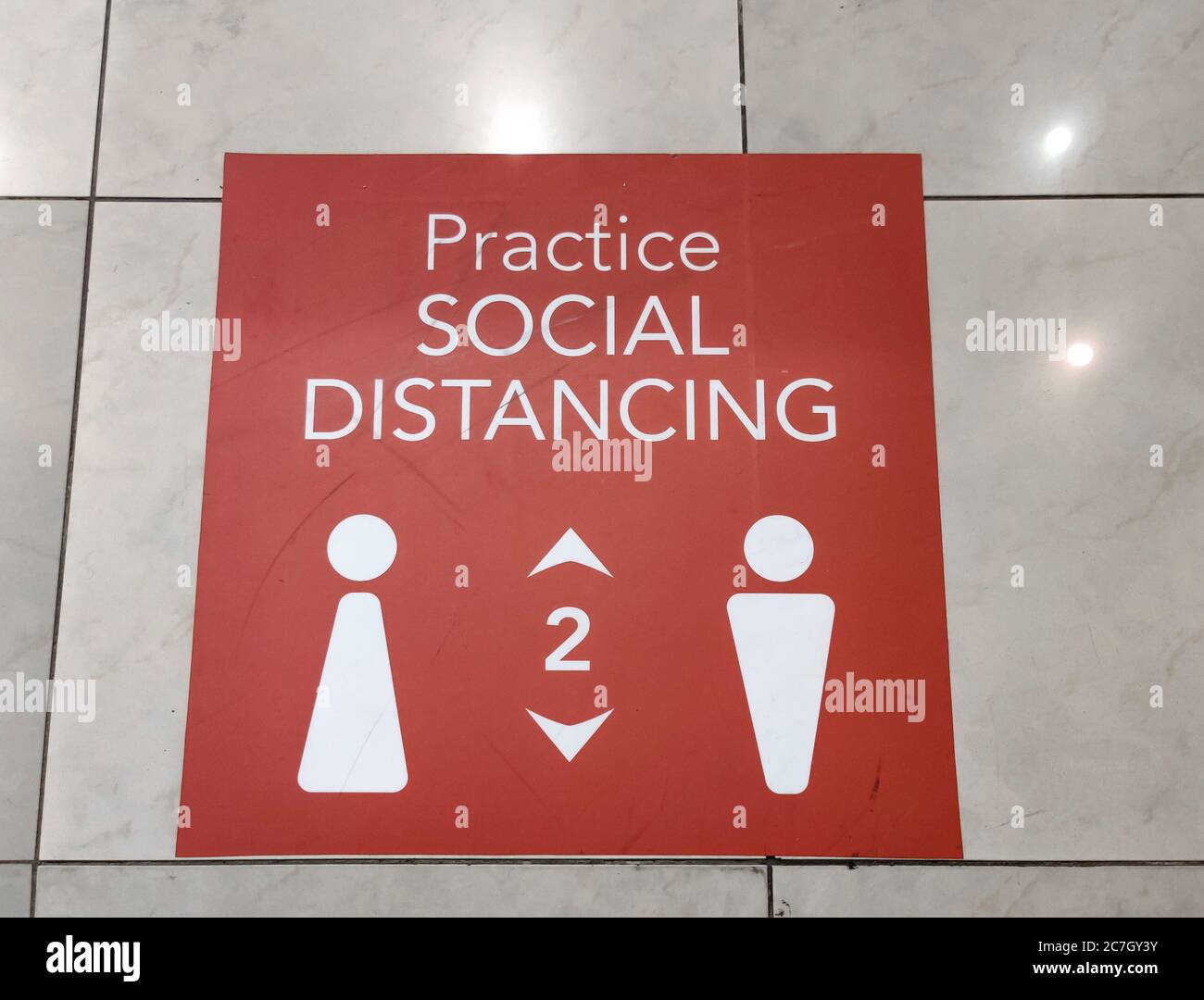 Social distancing awareness messages speared in public areas around ...