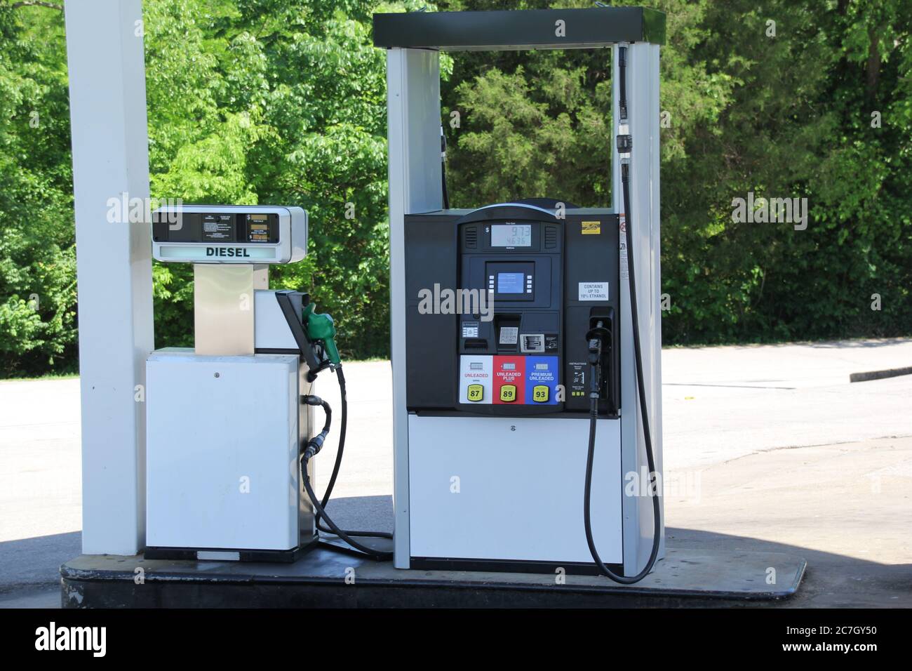 Gas petrol pump at USA gas station Stock Photo - Alamy
