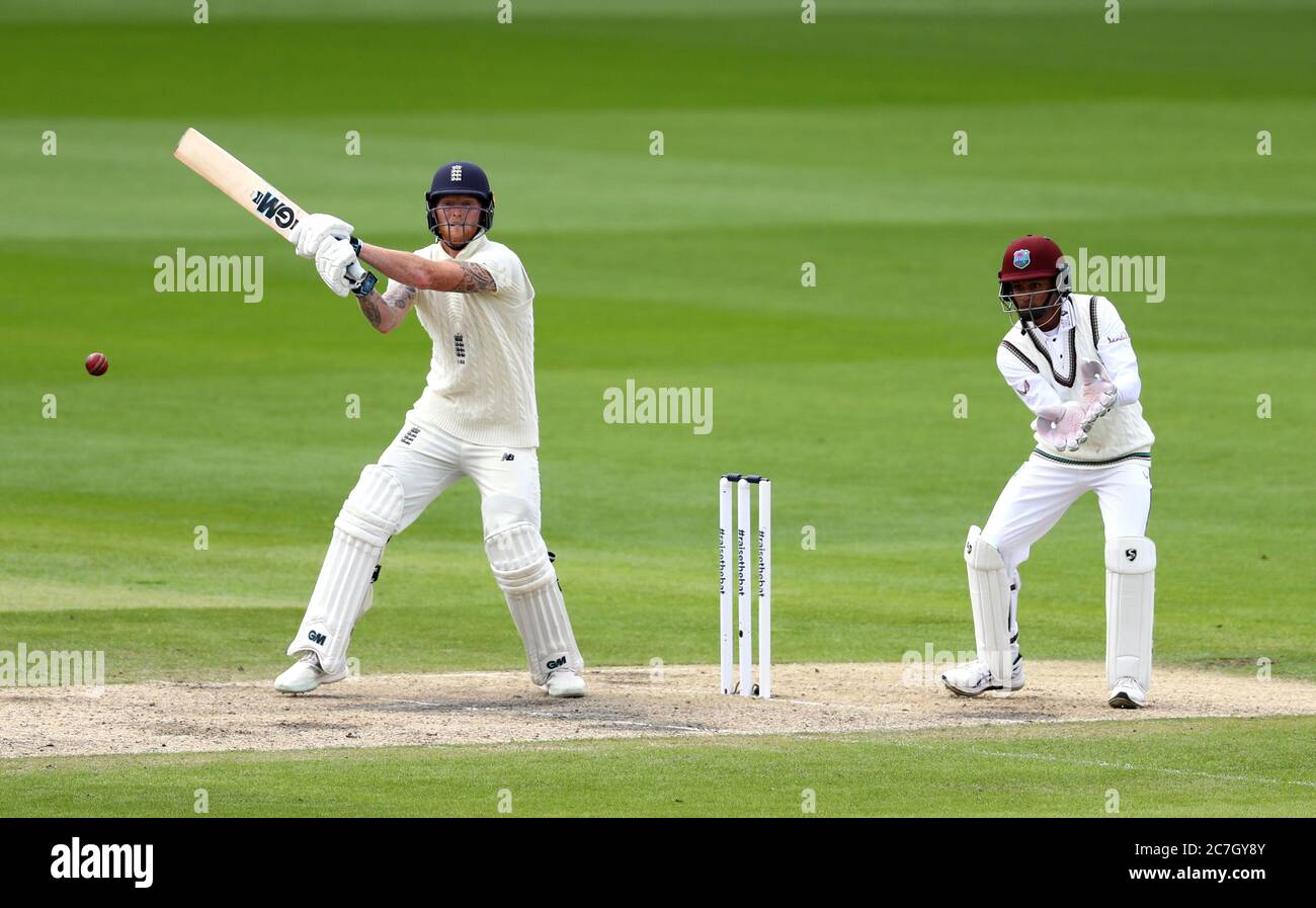 England's Ben Stokes bats during day two of the Second Test at Emirates ...