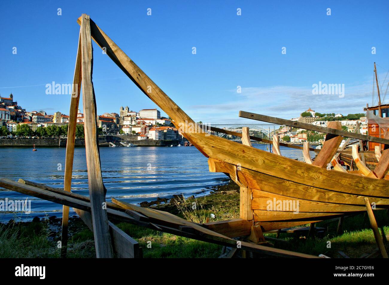 Traditional boat building yard for Douro river, Portugal Stock Photo ...