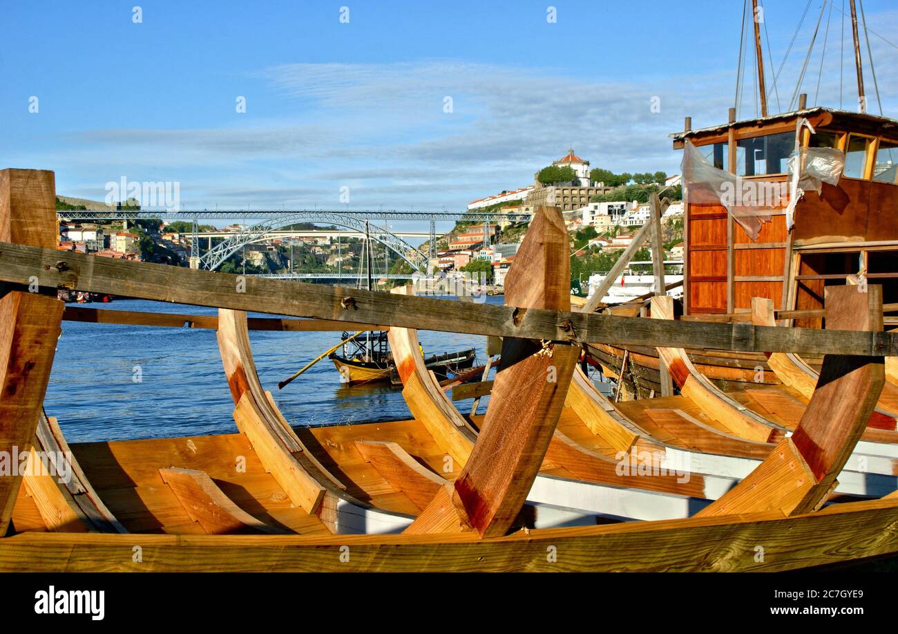 Traditional boat building yard for Douro river, Portugal Stock Photo ...