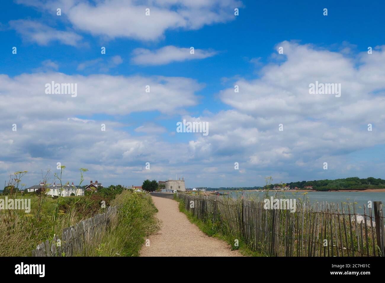Felixstowe, Suffolk, UK - 17 July 2020: Bright sunny day on the East ...