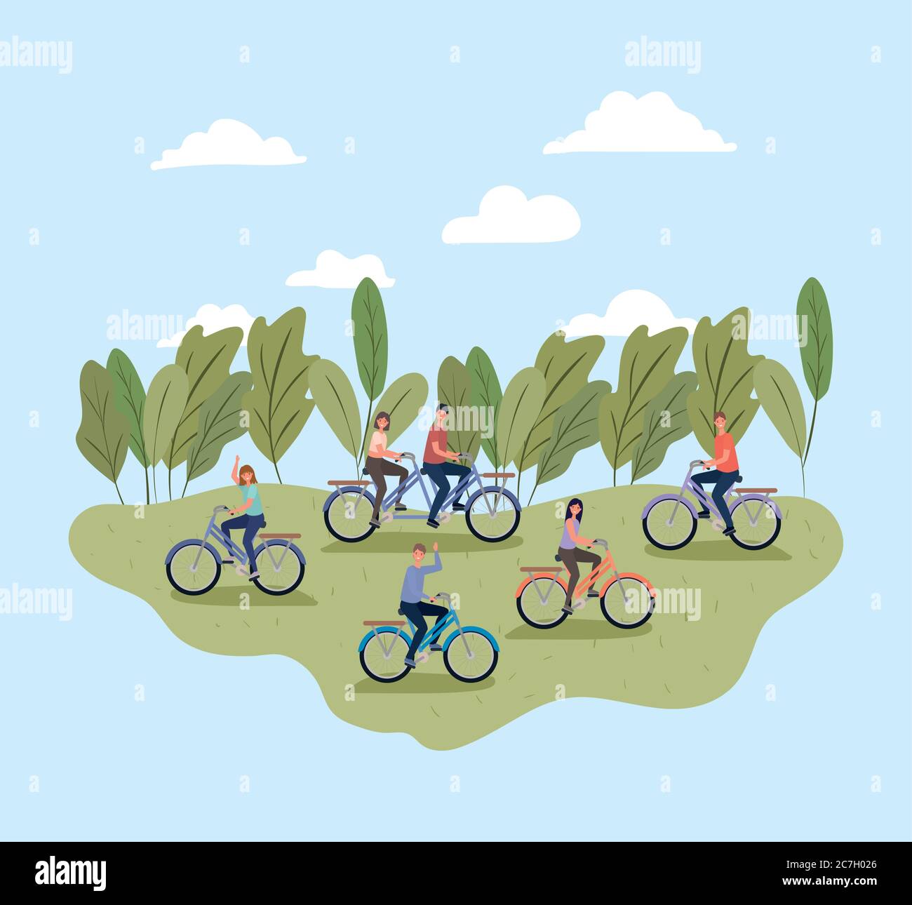 People riding bike at park design, Vehicle bicycle cycle lifestyle ...