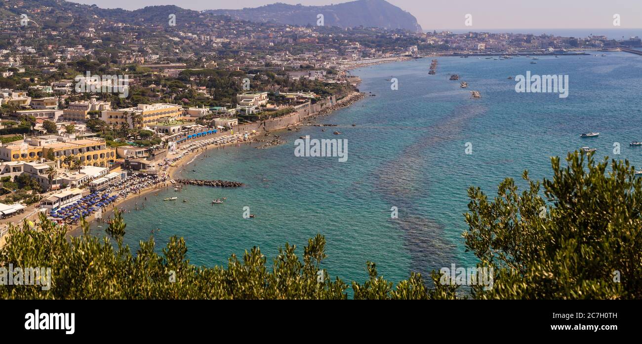 FORIO (NA), ITALY - JUNE 28, 2020: tourists sunbathing on seaside ...