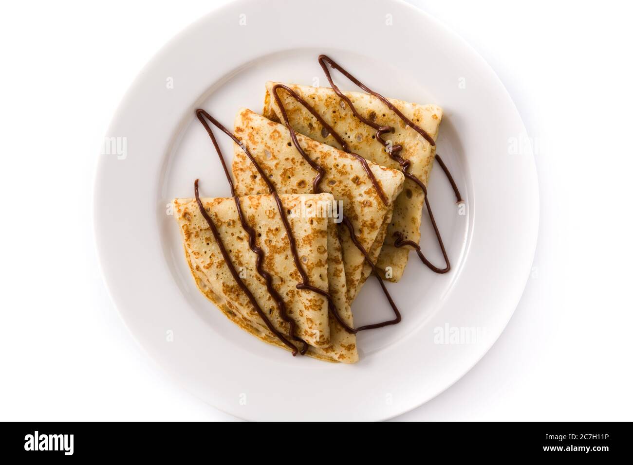 Sweet crepes with chocolate isolated on white background Stock Photo ...