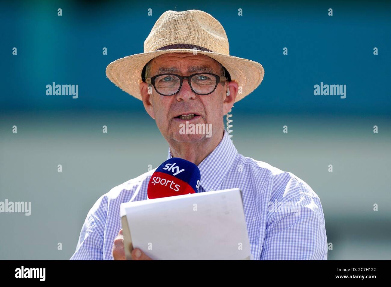 Sky Sports racing presenter Robert Cooper at Chepstow Racecourse Stock ...