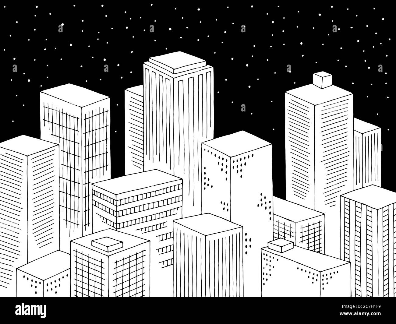 Cityscape night aerial top view Stock Vector Images - Alamy