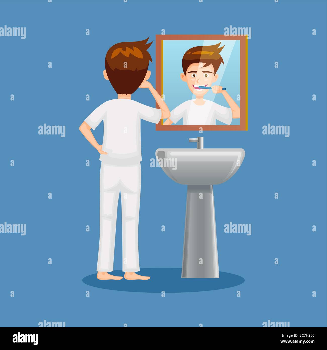 cartoon of people brushing teeth in cartoon design Stock Vector Image ...