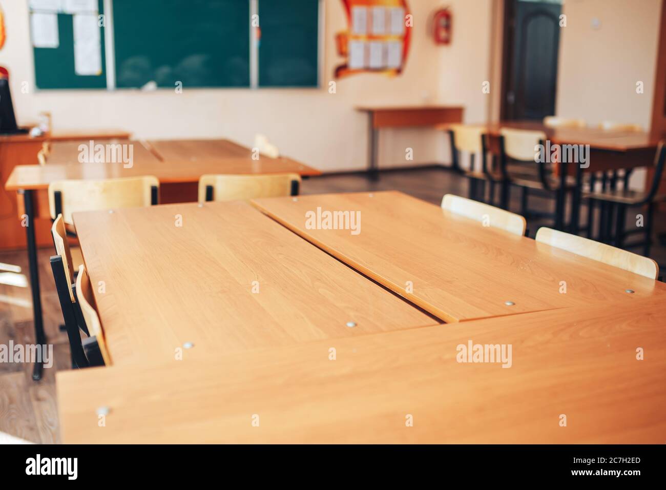 Empty school class during school holidays, back to school, children ...